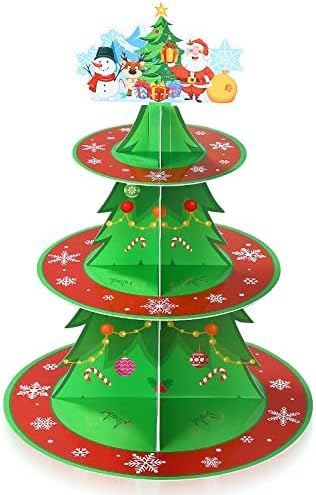 Amazon.com: Censen Christmas Cupcake Stand Decorations 3 Tier Santa ...