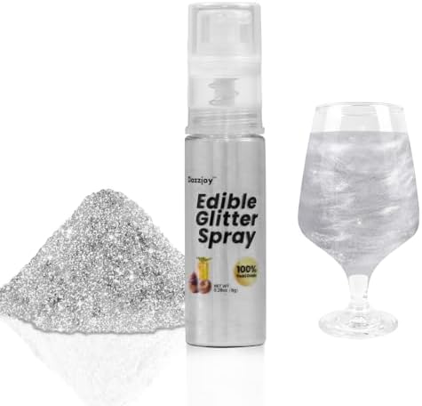 Amazon.com : Shimmer Silver Edible Glitter Spray for Drinks, 8g Food ...