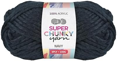 Yatsal Super Chunky 3-Ply Knitting Wool Yarn 100 g, Navy : Amazon.com ...