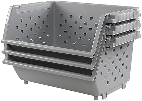 Amazon.com: Eagrye Plastic Stackable Storage Bins, Multi-functional ...