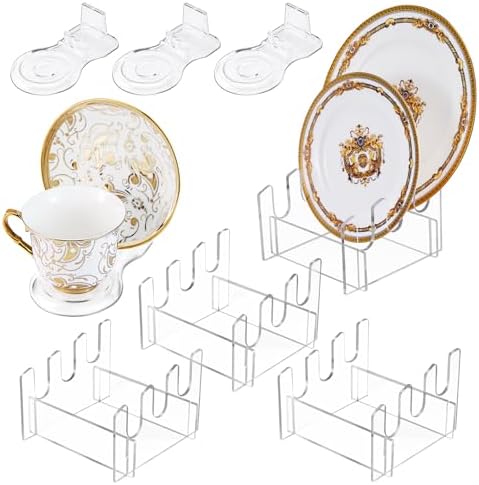 Amazon.com: 8 Pcs Acrylic Dinnerware Display Stand 4 Pcs 3 Tiers ...