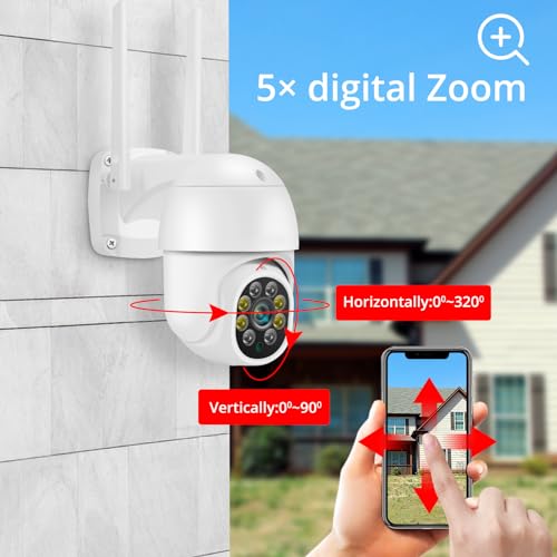 5MP Security Camera Outdoor with Color Night Vision,5MP PTZ Digital ...