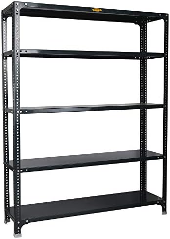 STAR WORK MDF Wood Adjustable 4-Shelf Unit Display Storage Rack (Black ...