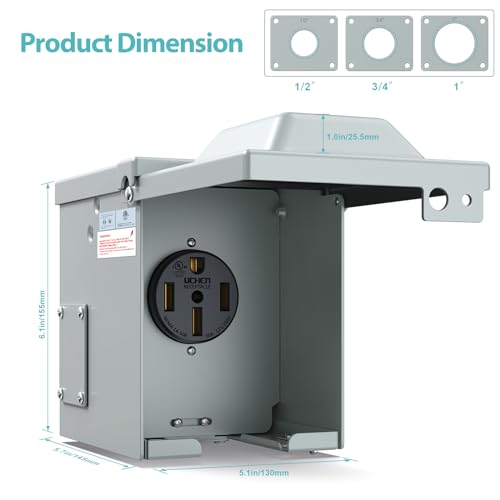 Snapklik.com : 50 Amp RV/EV Power Outlet Box, Enclosed Lockable ...