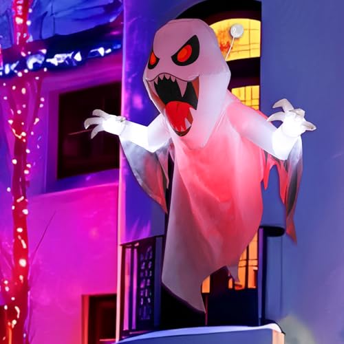 Thuodo 4.3 FT Tall Halloween Window Inflatables Ghost Broke Out from ...