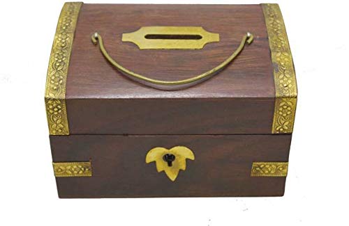 Buy Ex Shoppee Wooden Money Bank Box Shape/Coin Bank/Piggy Bank (Brown ...