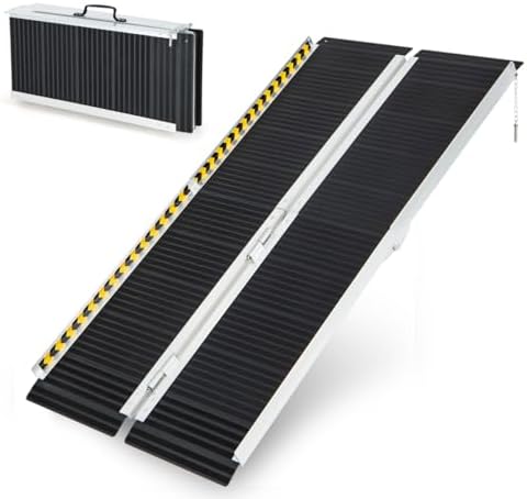 Goplus Portable Wheelchair Ramp 5 FT, Folding Handicap Ramp w ...