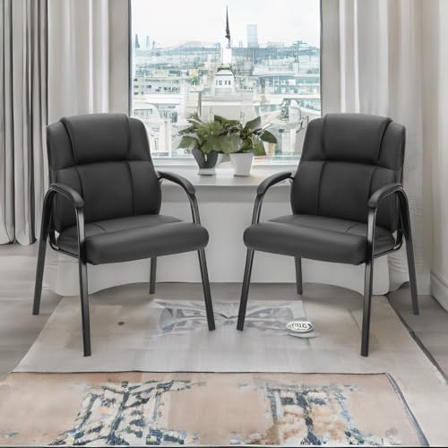 Amazon.com: Oline Leather Guest Chair with Padded Arms, Reception ...
