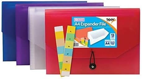 A4 Expanding File 13 Gusset Pocket Folder Organiser Plastic Elastic ...