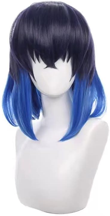 Amazon.com: Ticomoco Hashibira Inosuke Cosplay Wig Long Black Blue Hair ...