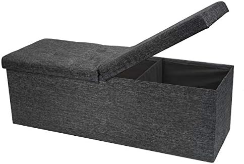 Otto & Ben 45" Storage Folding Toy Box Chest with Smart Lift Top Linen ...