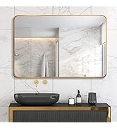 Amazon.com: ARTWIND 40x30 Inch Gold Bathroom Wall Mirror for Vanity ...