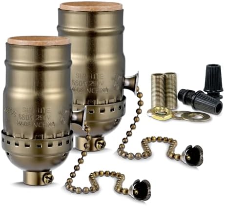 RDEXP Vintage Lamp Socket with Pull Chain AC 110-240V E27 Light Bulb ...