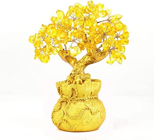 Amazon.com: Feng Shui Golden Crystal Gemstone Money Tree with Dragon ...