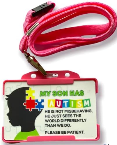 My Son has Autism/is Autistic Disability ID Card & Pink Lanyard ...