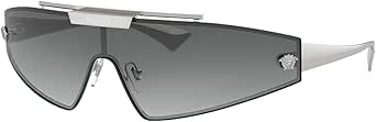 Amazon.com: Versace VE 2265 100011 Silver Metal Shield Sunglasses Grey ...