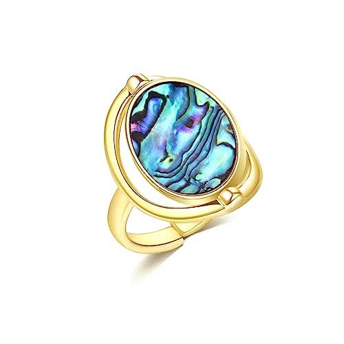 Amazon.com: UOXWOWXOU Sea Abalone Shell Ring for Women Handmade Jewelry Anniversary Gifts for ...