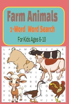 Farm Animals 1-Word Word Search for Kids Ages 6–10: Simple One-Word ...