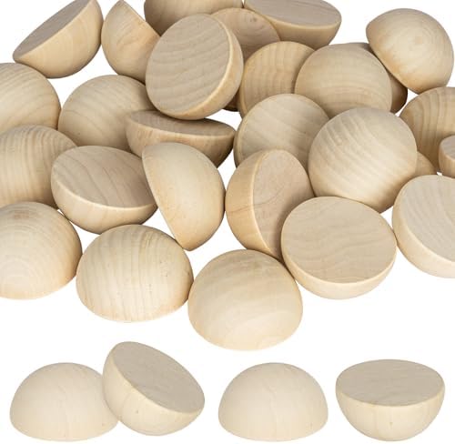 Amazon.com: Unfinished Split Wood Balls 20 Pcs 2 Inch Diameters Half ...