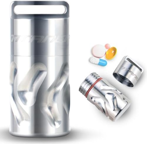 Titanium Pill Container, Waterproof Keychain Pill Holder Pocket Pill ...
