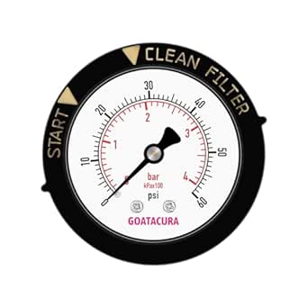 GOATACURA 0-60psi/bar Start and Clean Filter Pressure Gauge, 2" Dial ...