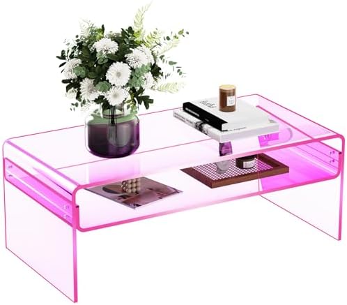 Amazon.com: solaround Acrylic Coffee Table for Living Room Clear ...