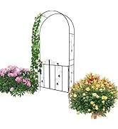 Amazon.com : kinbor Steel Arbor Arch Garden Arch Trellis Black Metal ...