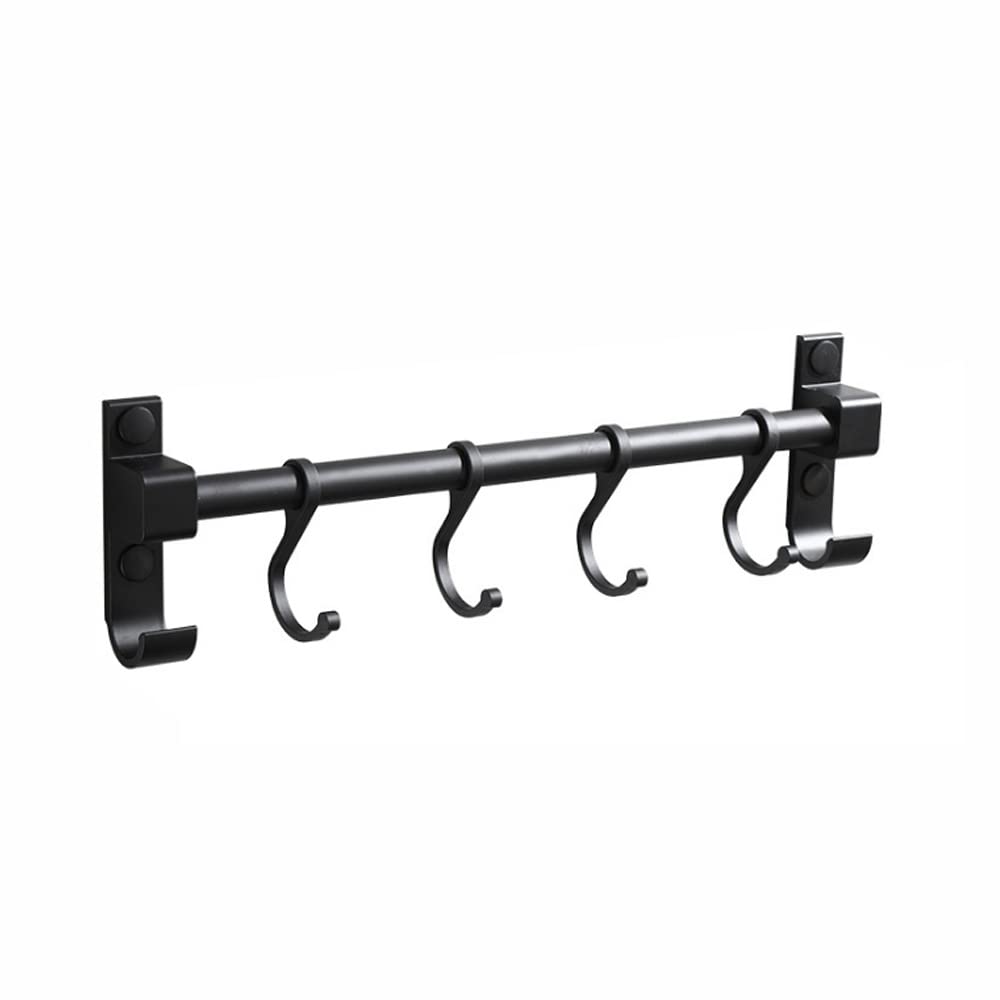 Black Kitchen Rail With 4 Hooks rack Wall Mounted Cast Iron Kitchen Rod ...