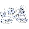 Amazon.com | LE POTOCIO Bone China Tea Set, 21-Pieces Porcelain Tea Set for Adults, Tea Cups And ...