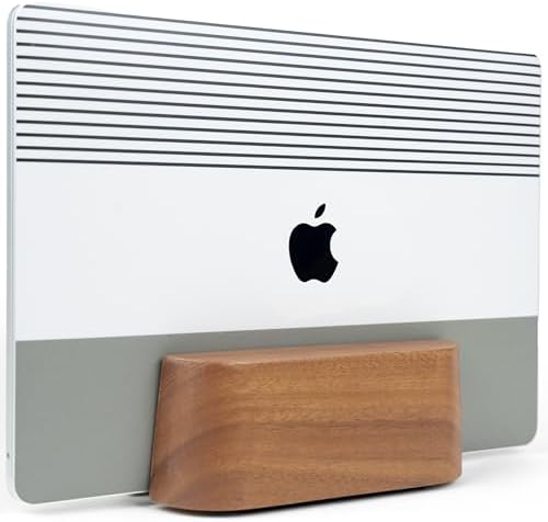 COREMINDED Adjustable Vertical Laptop Stand for Desk, Wooden Laptop ...