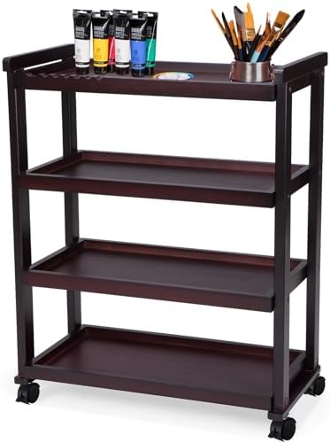 Amazon.com: MERRIY 4-Tier Art Cart Storage Organizer, Solid Beech Wood ...