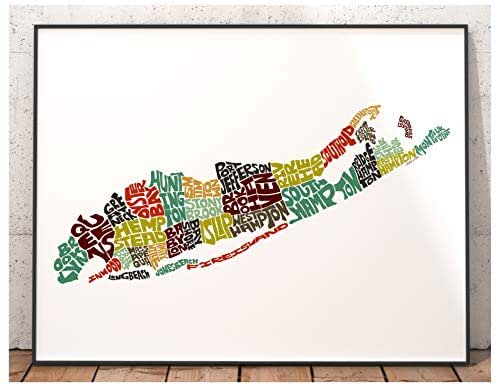 Amazon.com: Long Island Neighborhood Map Art Print, Signed Print from ...