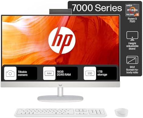 (Refurbished) HP All-in-One PC, Intel Processor N200, 21.45-inch (54.5 ...