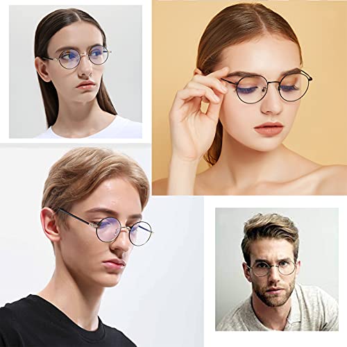 Buy 2 Pack Retro Small Round Glasses with Clear Lens, Braylenz Unisex ...