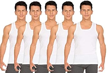 Buy Generic Kothari Men's Cotton Plain Vest (White, 95) - Pack of 5 at ...
