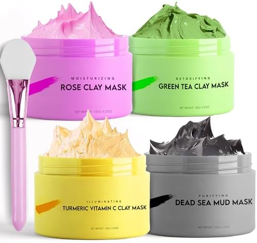 Amazon.com : Clay Mask | Clay Face Mask | Premium Pack of 4(400g ...