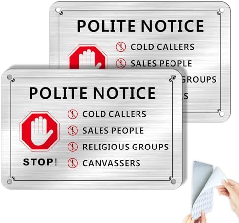 SINMAO No Hawkers Cold Callers Signs Metal Aluminium Self Adhesive 5 ...