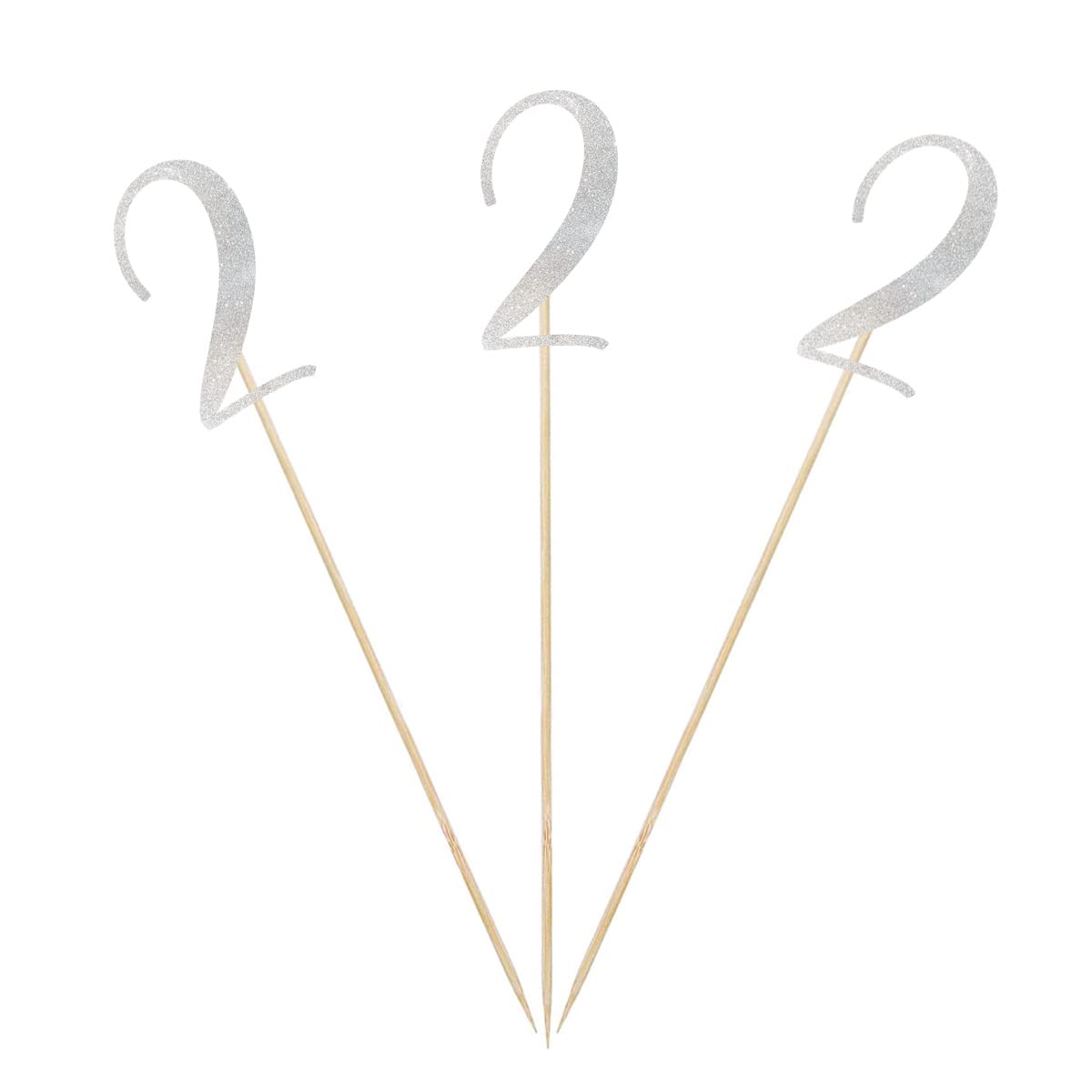 Amazon.com: Silver Glitter 2nd Birthday Centerpiece Sticks, 12-Pack ...