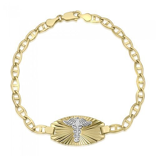 Amazon.com: 10K Ladies Diamond Cut Medical Alert Bracelet - Medical ...