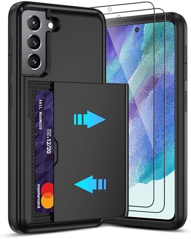 Amazon.com: Pilaru for Galaxy S21 FE 5G Case with Card Holder and (2 ...