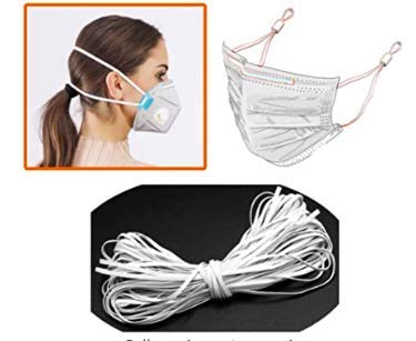 cossess 4 mm Flat String Elastic Cord Earloop for Face Mask, Craft ...