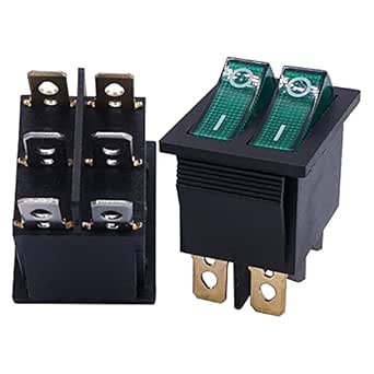 Amazon.co.jp: 2 Pcs AC 250V/16A, 125V/20A Green and Green Button Light ...