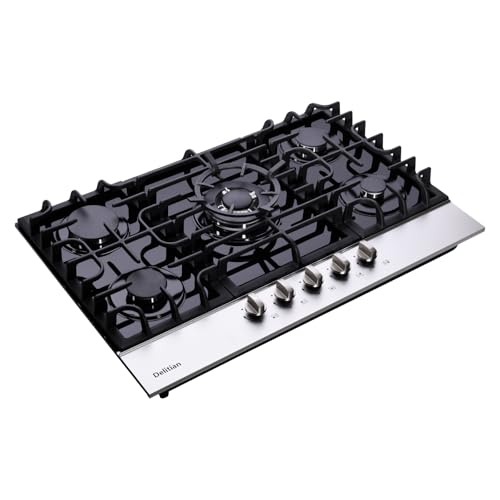 30 Inch Gas Cooktop DT5188A Tempered Glass Built-in Gas Stovetop, 5 ...