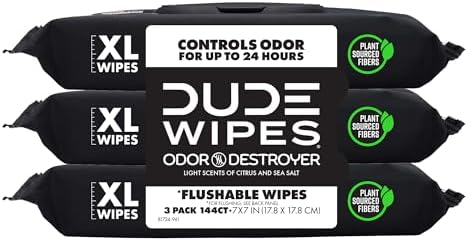 Amazon.com: DUDE Wipes Odor Destroyer Flushable Wipes - Extra-Large ...