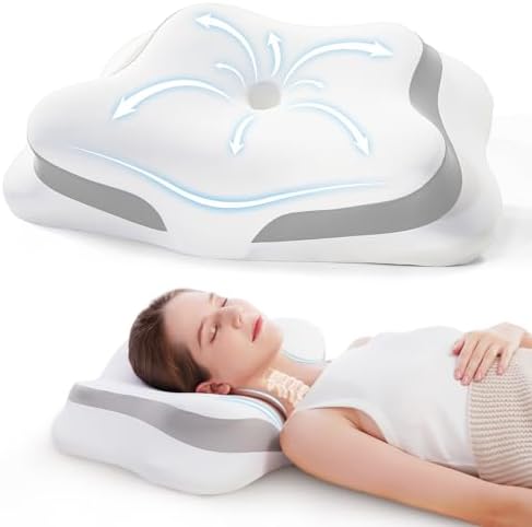 Amazon.com: Ergonomic Memory Foam Neck Pillow with Cooling Case ...