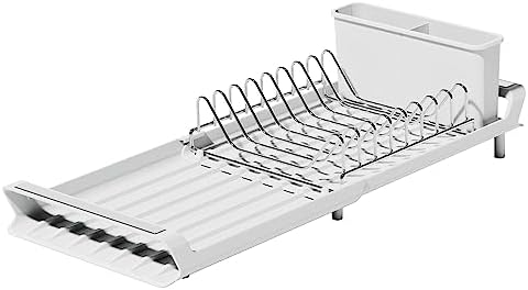 Amazon.com - mDesign Steel Metal Compact Dish Drying Rack with Bamboo ...