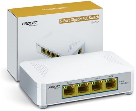 Amazon.com: 5 Port PoE Switch Gigabit Plug and Play, PoE Switch 4 PoE+ ...