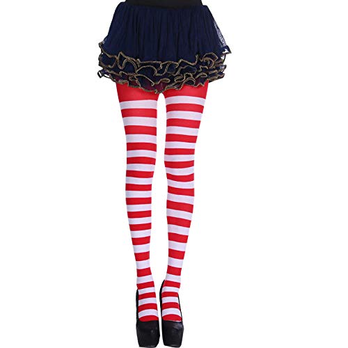 Collants de Noël à rayures pour femme - Longueur totale - Bas de cuisse ...