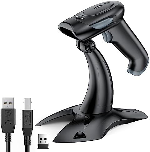 Eyoyo 2D Wireless Barcode Scanner with Stand, 2.4G Wireless & USB Wired ...