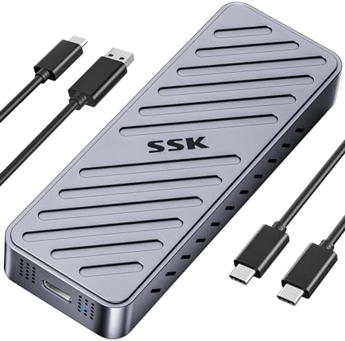 SSK M.2 NVMe Enclosure, 20Gbps External M2 SSD Enclosure with USB C 3.2 ...